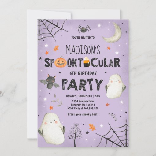 Ghost Halloween Birthday Party Spooktacular Party Invitation | Zazzle