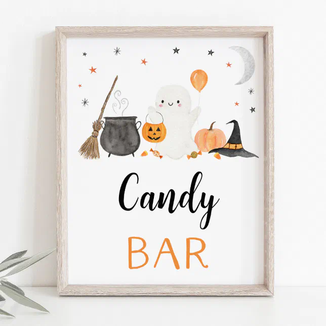 Ghost Halloween Candy Bar Party Sign | Zazzle