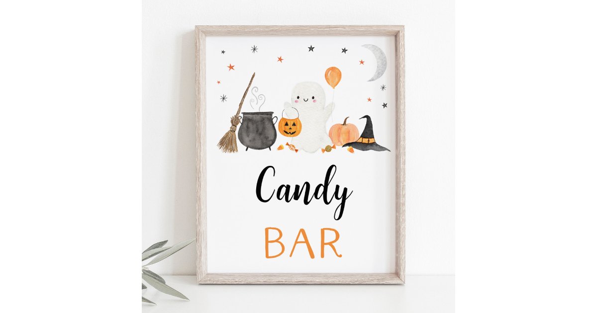 Ghost Halloween Candy Bar Party Sign | Zazzle