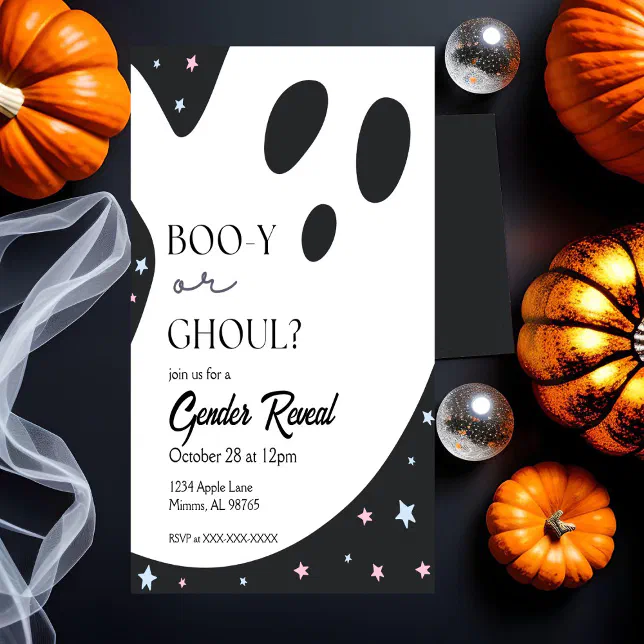Ghost Halloween Gender Reveal Invitation | Zazzle