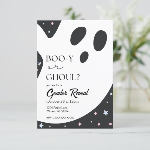 Ghost Halloween Gender Reveal Invitation | Zazzle