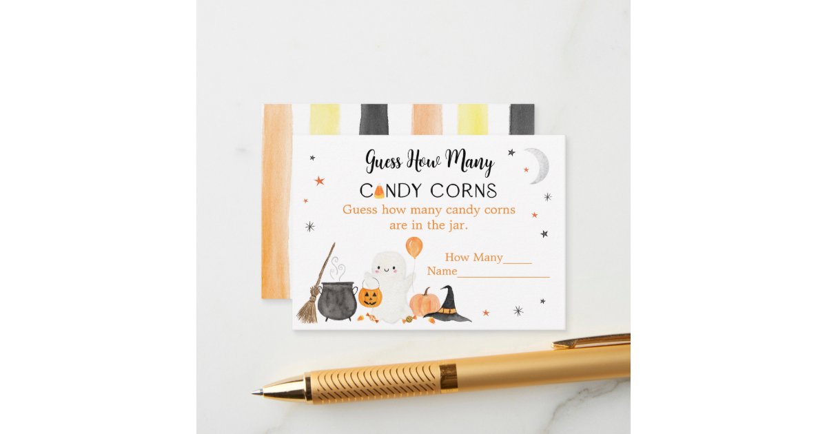 Ghost Halloween Guess How Many Candy Corns Game Enclosure Card | Zazzle