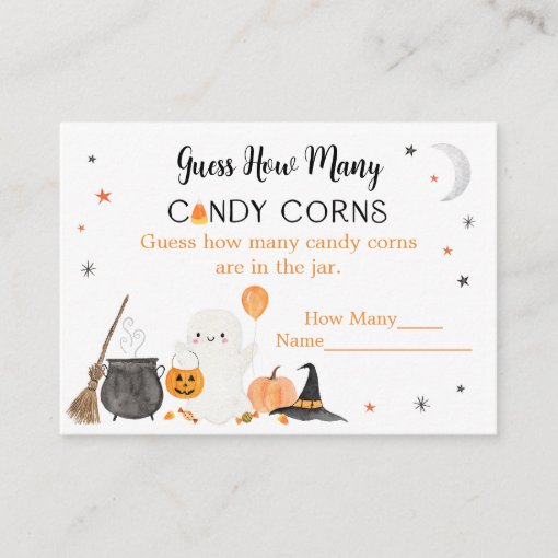 Ghost Halloween Guess How Many Candy Corns Game Enclosure Card | Zazzle