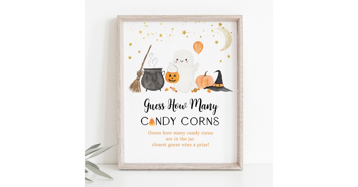 Ghost Halloween Guess How Many Candy Corns Game Poster | Zazzle