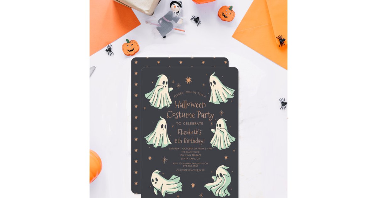 Ghost Halloween Spooktacular Costum Birthday Party Invitation | Zazzle
