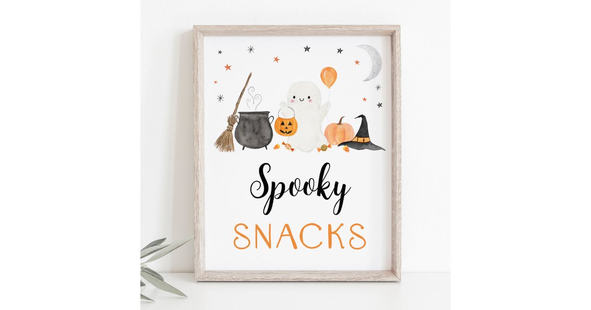 Ghost Halloween Spooky Snacks Party Sign | Zazzle