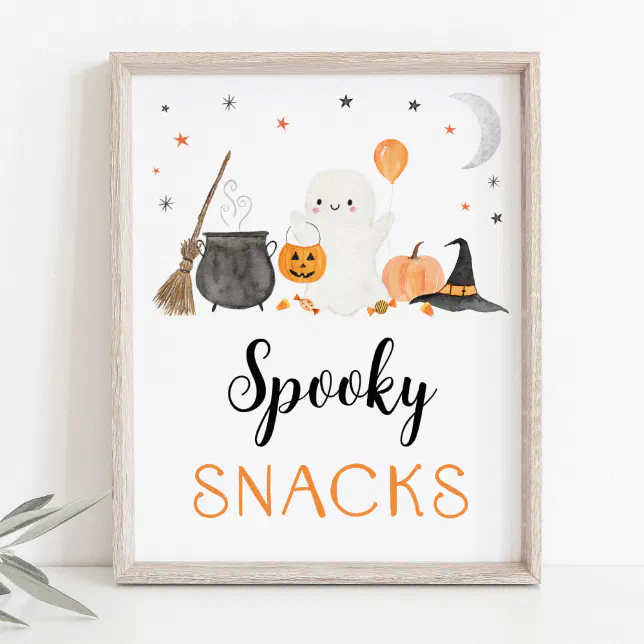 Ghost Halloween Spooky Snacks Party Sign | Zazzle