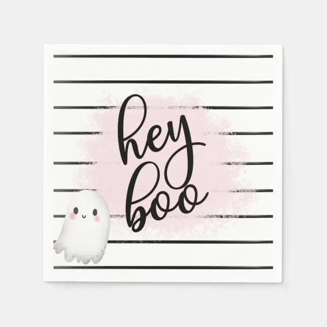 Ghost Hey Boo Pastel Pink Halloween Birthday Napk Napkins | Zazzle