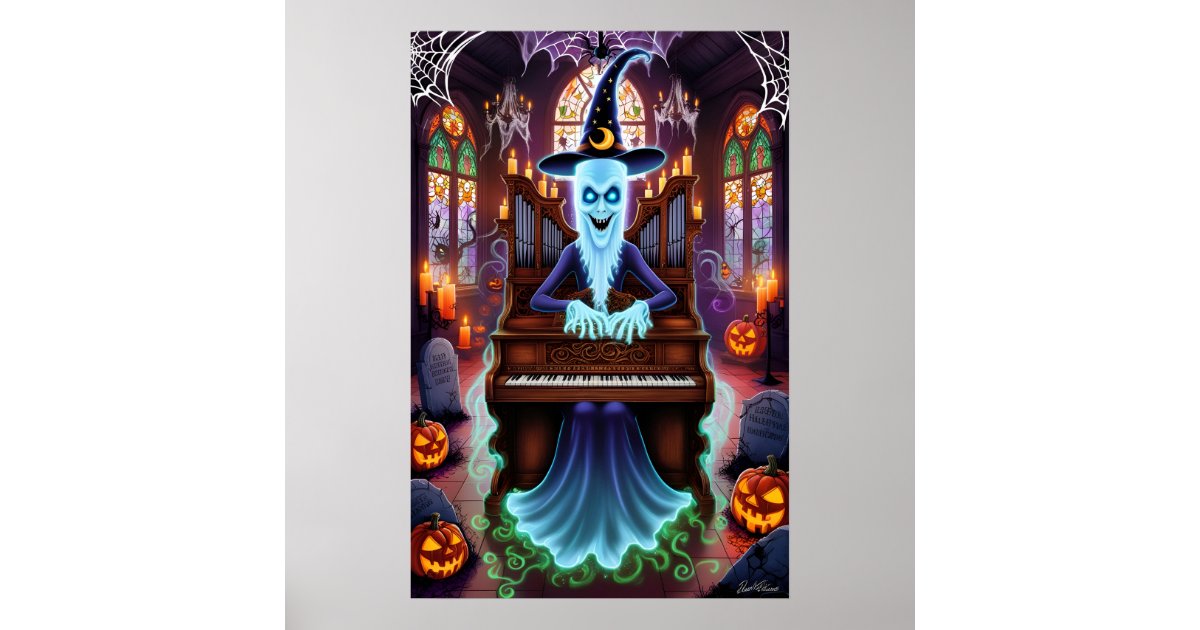 Ghost in organ stained glass poster | Zazzle