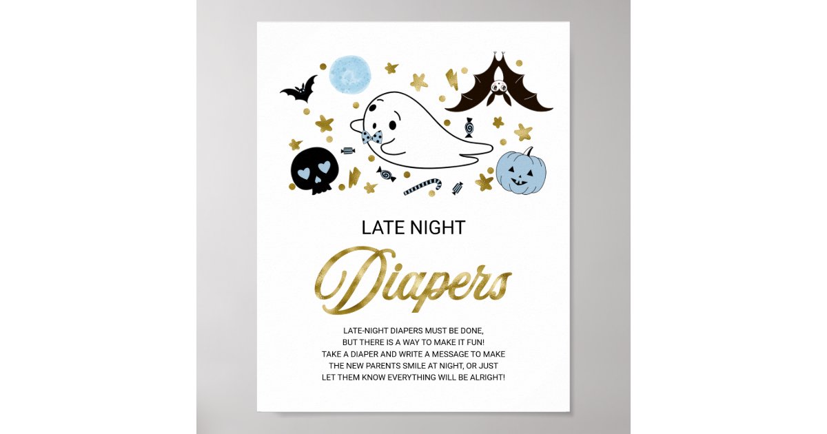Ghost Late Night Diapers Baby Shower Game Sign | Zazzle