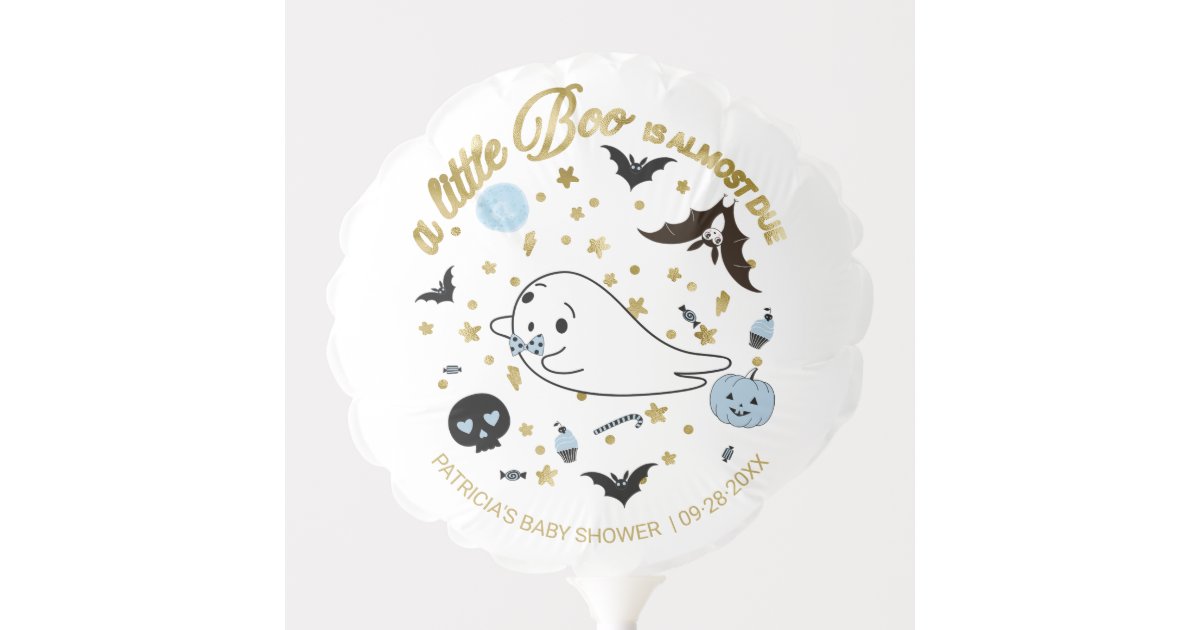Ghost Little Boo Halloween Boy Baby Shower Balloon | Zazzle