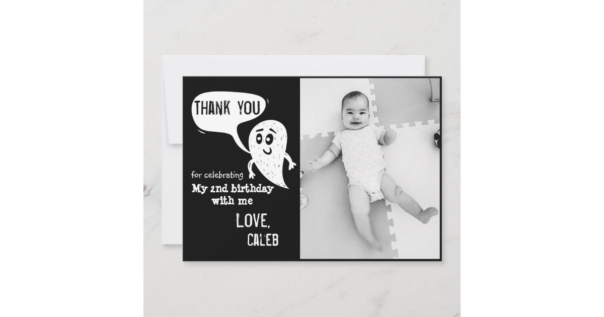 Ghost Monster Thank You Card With Photo | Zazzle