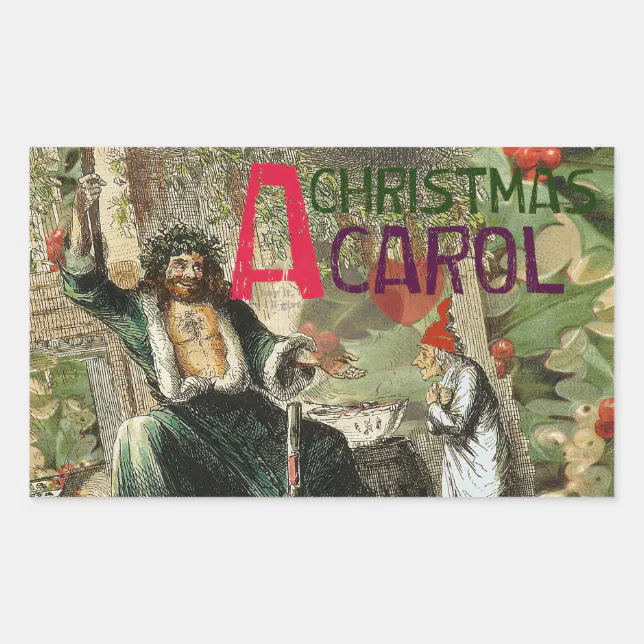 Ghost of Christmas Present Illustration Scrooge Rectangular Sticker ...