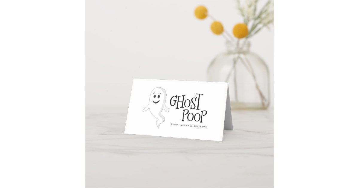 Ghost Poop Halloween Candy Bag Topper Place Card | Zazzle
