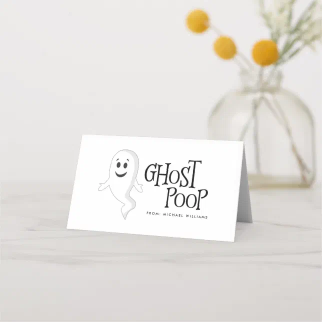 Ghost Poop Halloween Candy Bag Topper Place Card | Zazzle