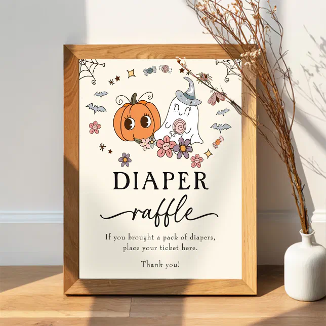 Ghost Retro Diaper Raffle Baby Shower Game Sign | Zazzle
