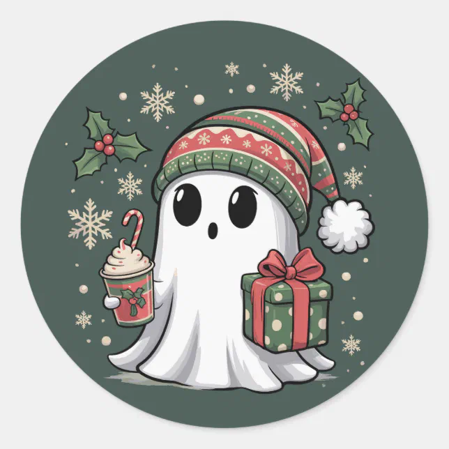 Ghost Santa Christmas Holiday Xmas Halloween Ghost Classic Round ...