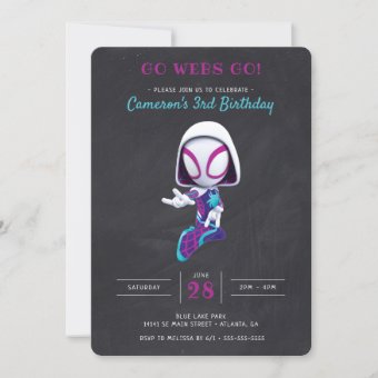 Ghost Spider | Chalkboard Birthday Invitation | Zazzle