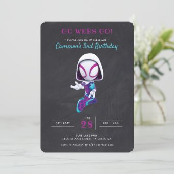 Ghost Spider | Chalkboard Birthday Invitation | Zazzle