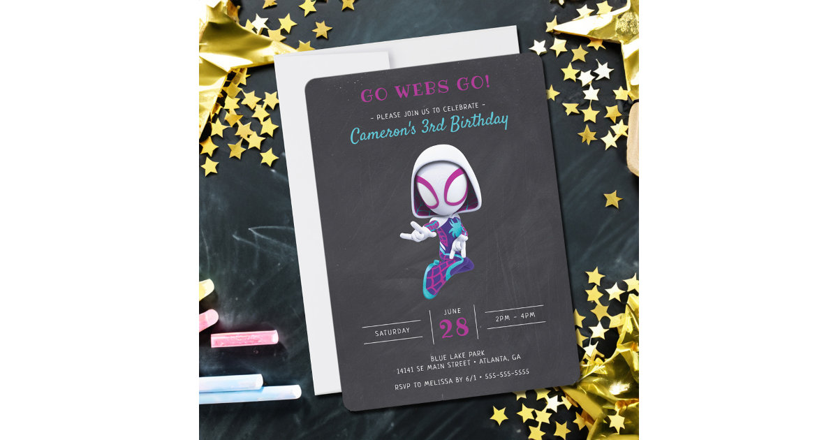 Ghost Spider | Chalkboard Birthday Invitation | Zazzle