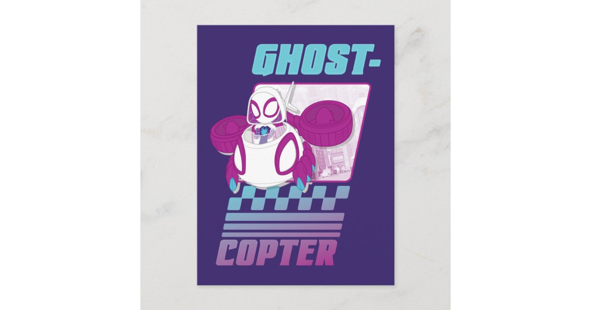 Ghost-Spider Flying Her Ghost-Copter Postcard | Zazzle