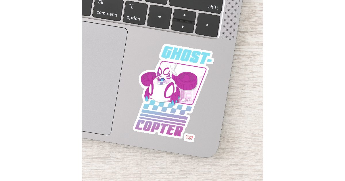 Ghost-Spider Flying Her Ghost-Copter Sticker | Zazzle