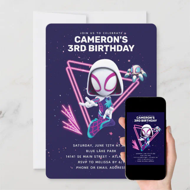 Ghost Spider | Girl's Birthday Invitation | Zazzle
