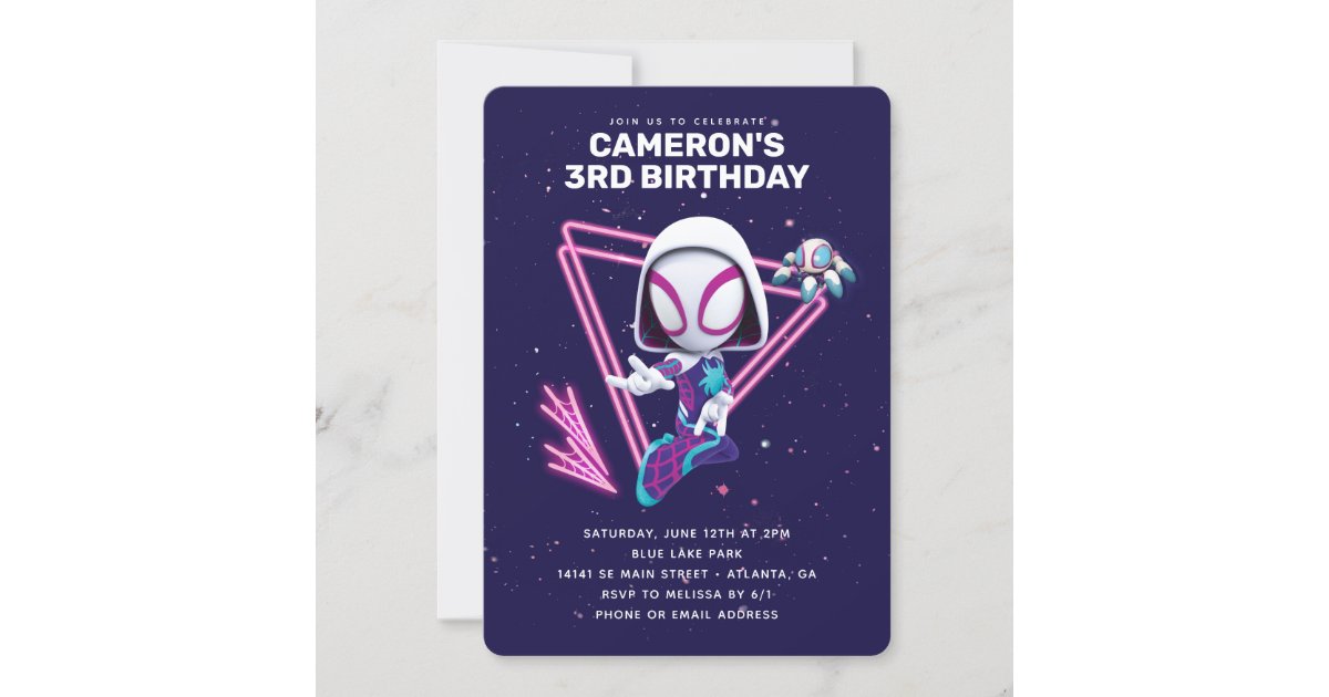 Ghost Spider | Girl's Birthday Invitation | Zazzle
