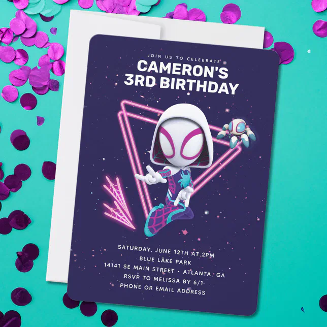 Ghost Spider | Girl's Birthday Invitation | Zazzle