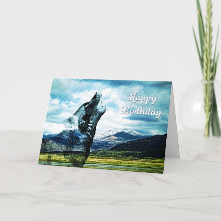 Ghost wolf howling Birthday card | Zazzle