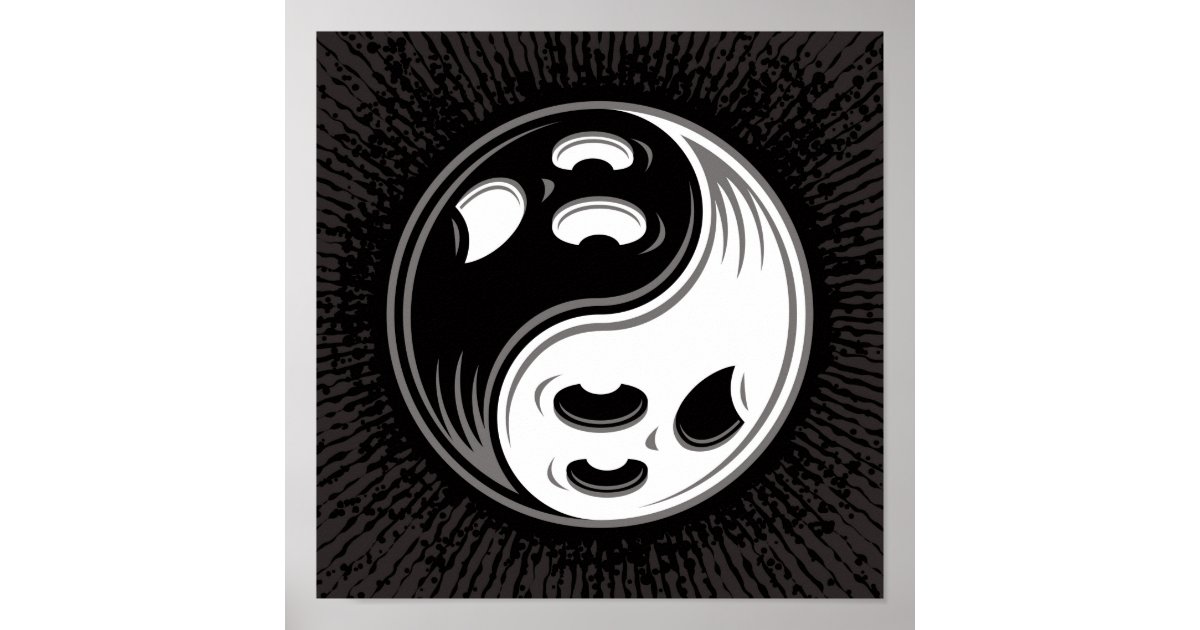 Ghost Yin Yang Black and White Poster | Zazzle
