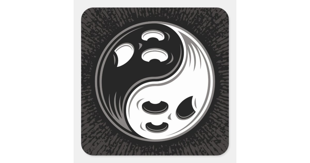 Ghost Yin Yang Black and White Square Sticker | Zazzle