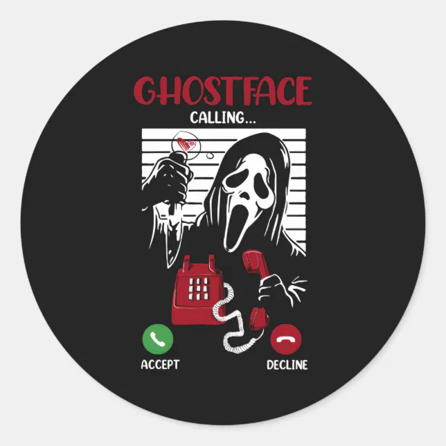 Ghostface Calling Halloween Ghost Scary For Classic Round Sticker | Zazzle