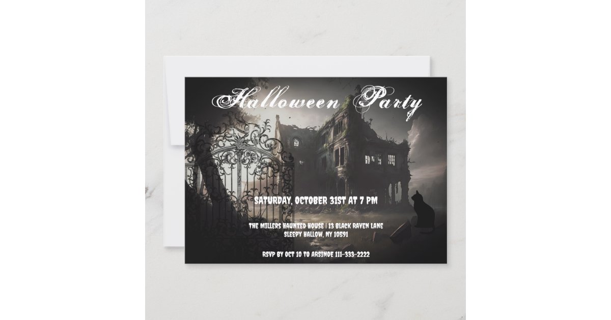 Ghostly Mansion Halloween Party Invitation | Zazzle