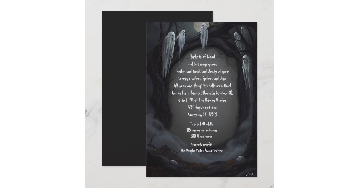 Ghostly Visitors Halloween Party Invitation | Zazzle
