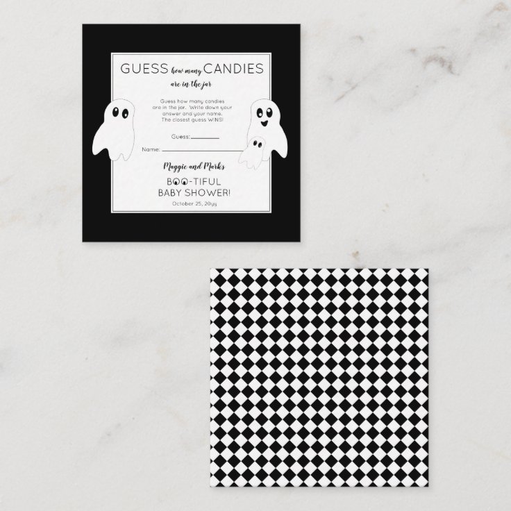 Ghosts Baby Shower Guess Candies in Jar Game Enclosure Card | Zazzle