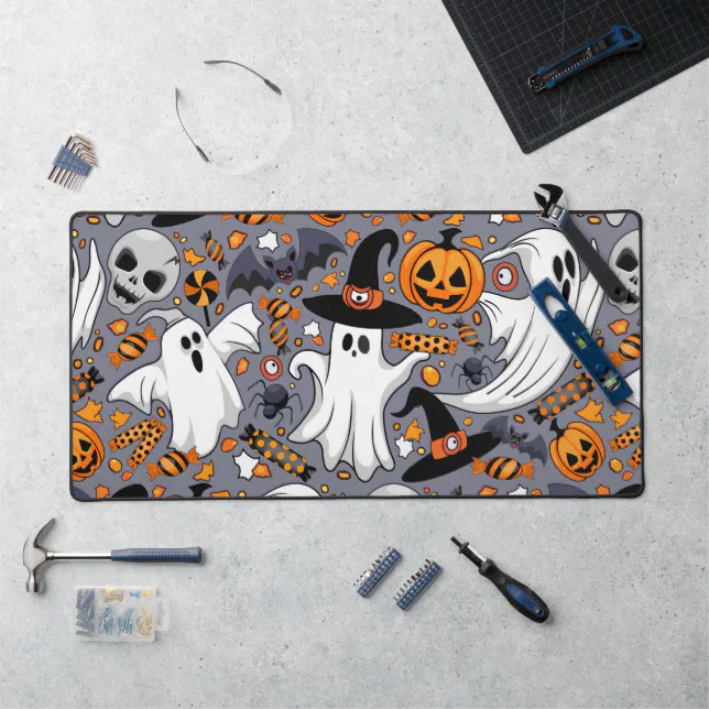 Ghosts Spooky and Creepy Cute Monsters Desk Mat | Zazzle