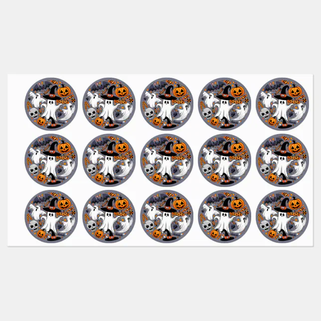 Ghosts Spooky and Creepy Cute Monsters Labels | Zazzle