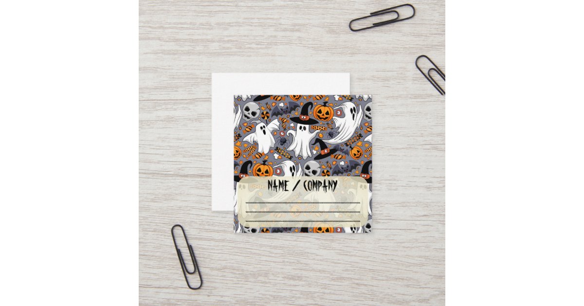 Ghosts Spooky and Creepy Cute Monsters Square Business Card | Zazzle