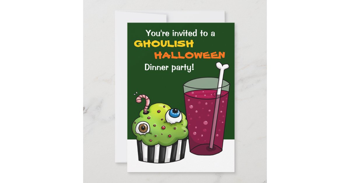 Ghoulish Halloween Dinner party Invitation | Zazzle