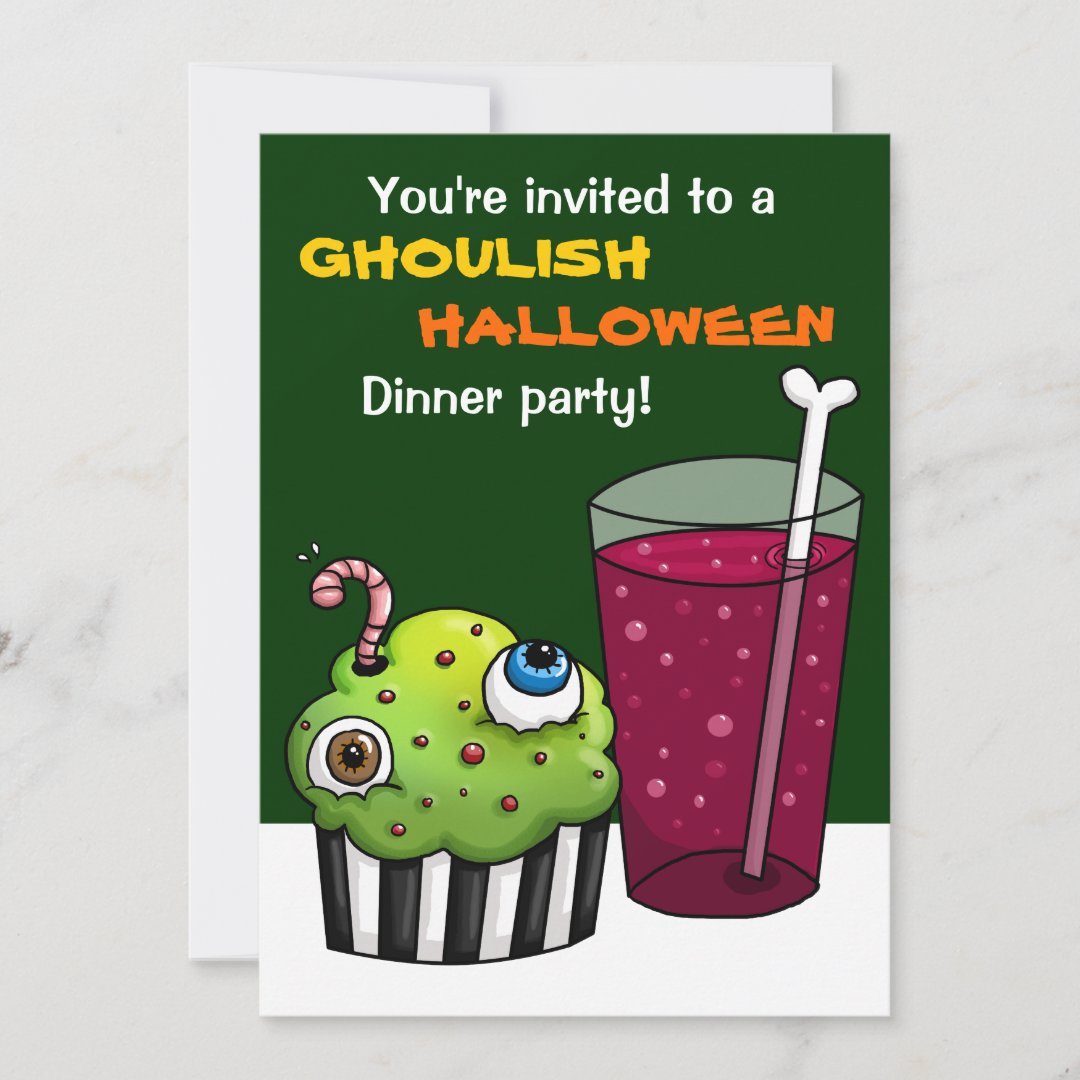 Ghoulish Halloween Dinner party Invitation | Zazzle