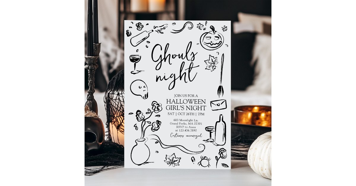 Ghouls Night Adult Halloween Girls Night Party Invitation | Zazzle