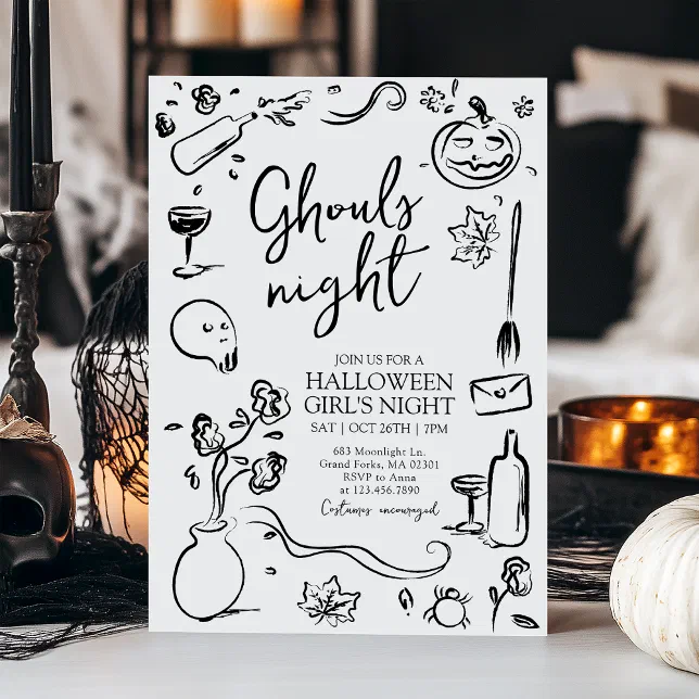 Ghouls Night Adult Halloween Girls Night Party Invitation | Zazzle