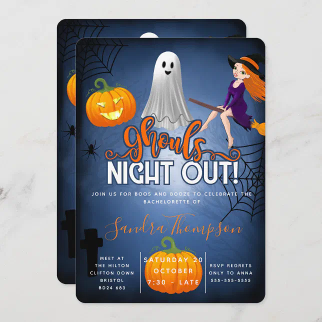 Ghouls night out halloween bachelorette party invitation | Zazzle