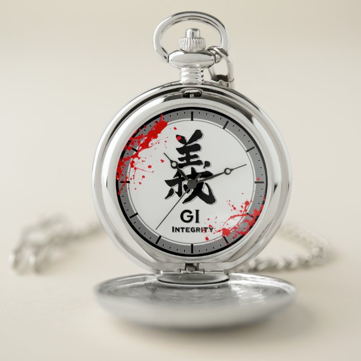 GI integrity bushido virtue samurai kanji blood Pocket Watch | Zazzle.com