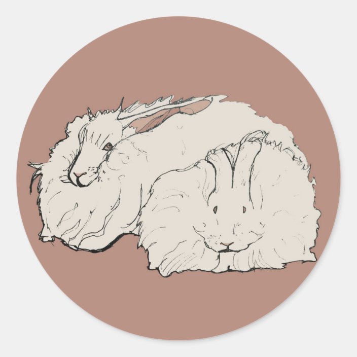 Giant Angora Rabbits Classic Round Sticker | Zazzle.com
