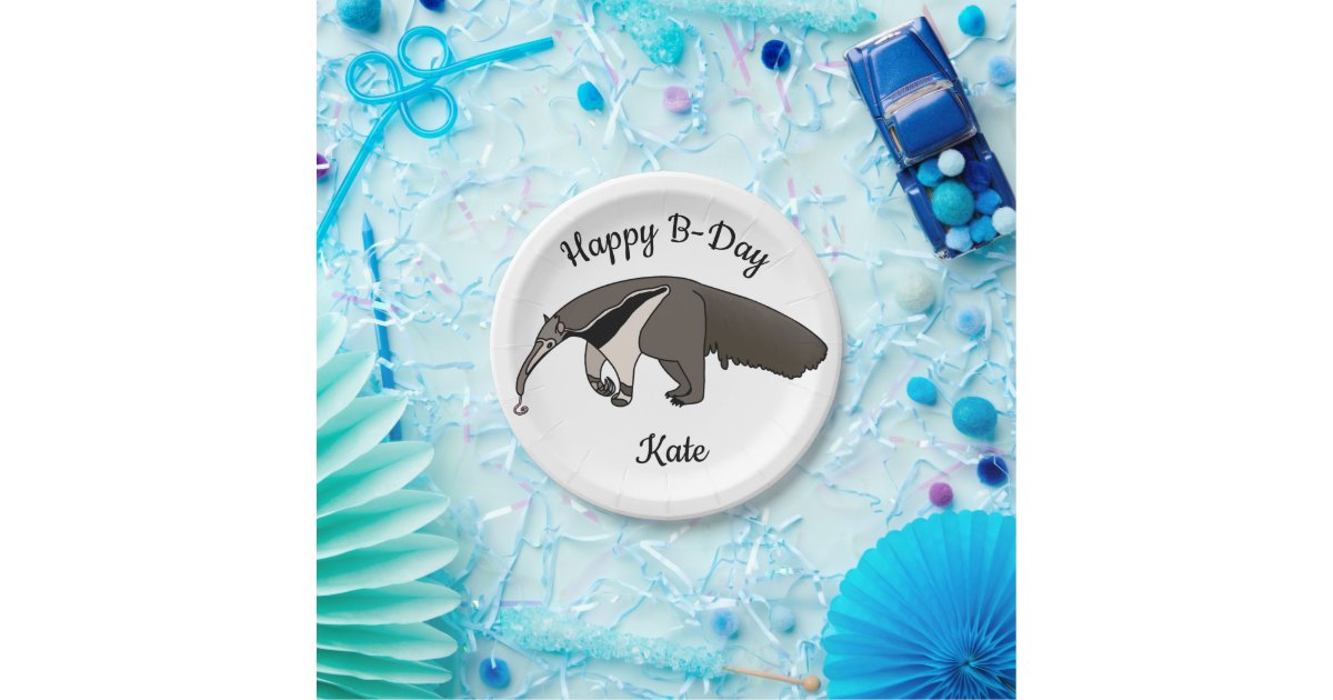 Giant Anteater Happy Birthday Paper Plates | Zazzle