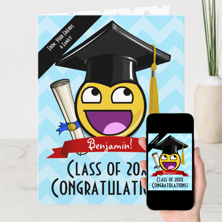 Giant Awesome Face Graduation Custom Big Card | Zazzle