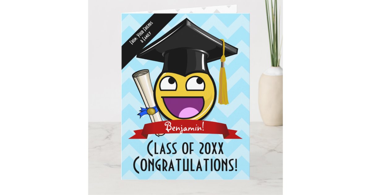Giant Awesome Face Graduation Custom Big Card | Zazzle