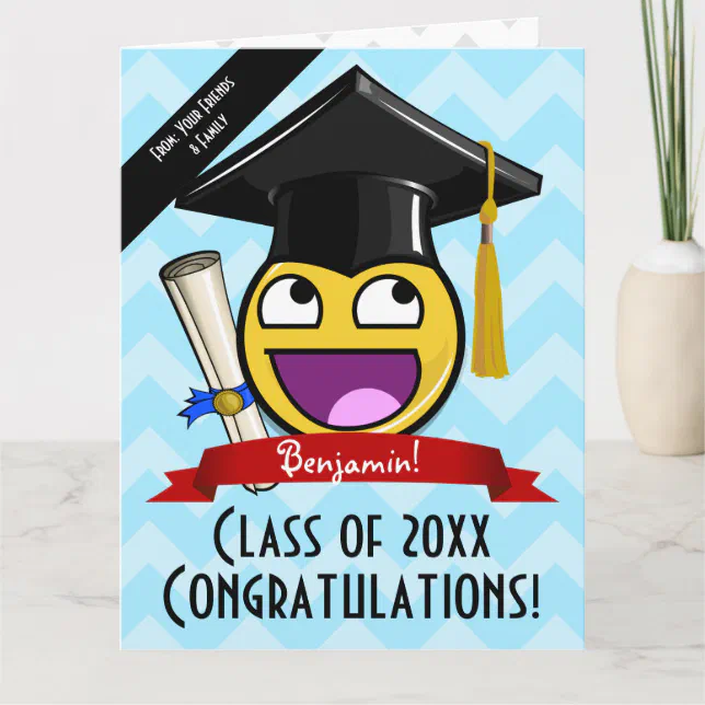 Giant Awesome Face Graduation Custom Big Card | Zazzle